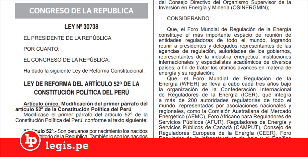 Ya es oficial: Publican Ley 30738 que reforma el artículo 52 de la ...