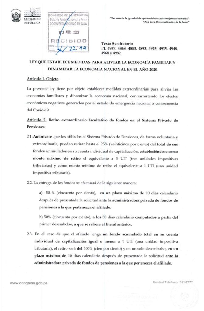 Urgente Presidente Del Congreso Promulga Ley Que Permite Retirar El
