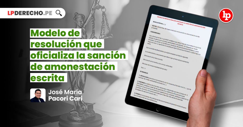 Modelo de resolución que oficializa la sanción de amonestación escrita | LP