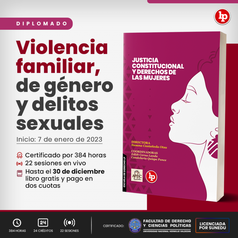 Diplomado Violencia familiar, de género y delitos sexuales. Inicio 7 de enero de 2023 - Virtual LP