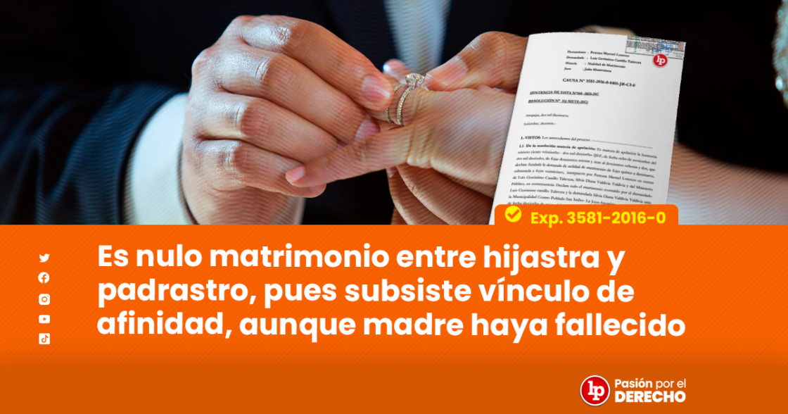 Es Nulo Matrimonio Entre Hijastra Y Padrastro Pues Subsiste Vínculo De