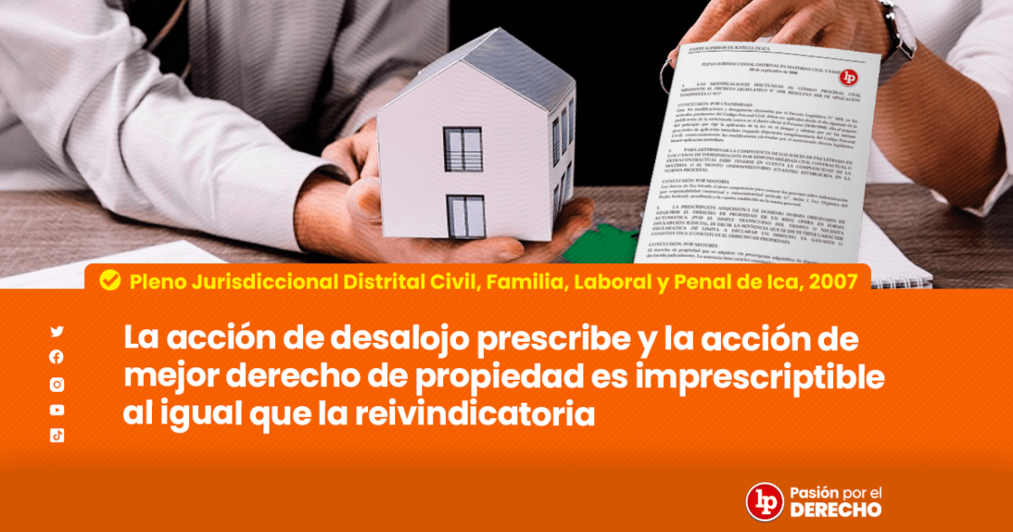 La acción de desalojo prescribe y la acción de mejor derecho de ...